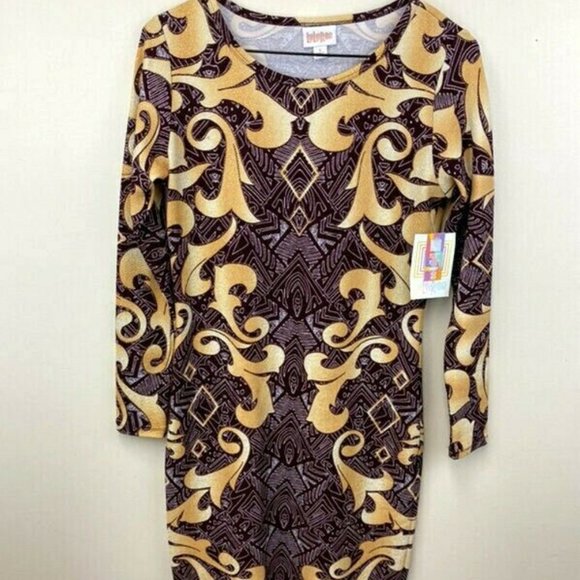 LuLaRoe | Dresses | Nwt Lularoe S Elegant Debbie Dress Burgundy Gold ...